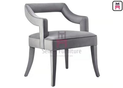China Hollowed Backrest Wood Restaurant Chairs Fully Upholstered In Gray Color Velvet for sale