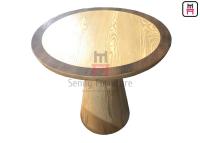 China Laminate Veneer Restaurant Dining Table 0.3cbm Volume With Subuliform Solid Wood Base for sale