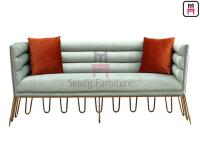 China Stainless Steel Base Fabric Restaurant Bench Seating 210cm Length Arrowed Shaped for sale
