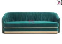 China Green Velvet Restaurant Sofa Set Tufted Upholstered With Stainless Steel Accessories for sale