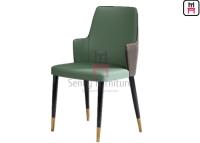 China Green Color Eco-leather Upholstered Hotel Restaurant Chairs with Solid Wood Legs for sale