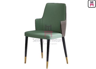 China Green Color Eco-leather Upholstered Hotel Restaurant Chairs with Solid Wood Legs for sale