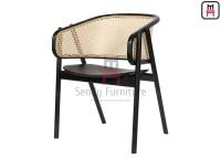 China Walnut Lacquered 0.3cbm Restaurant Cane Dining Chair With Armrests for sale