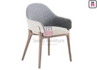 China PU Leather Cashmere Upholstered Armrest Dining Chair For Restaurant for sale
