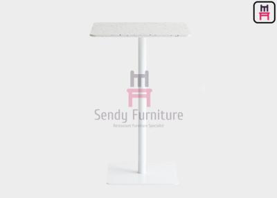China Terrazzo Top H105cm Square Bar Tables OEM Powder Coating Steel Bar Tables for sale