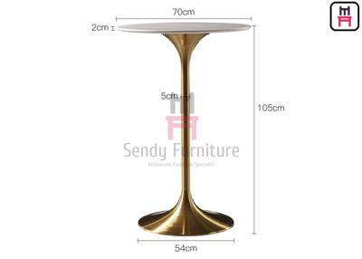 China Height 105cm MDF Restaurant Bar Height Tables 0.2cbm Stainless Steel Round Tulip Table for sale