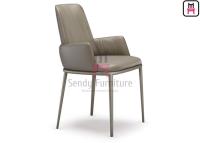China H86cm Upholstered Arm Dining Chair Carbon Steel Frame 200kg Loading for sale