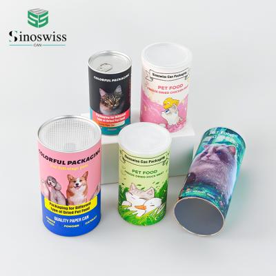 China Airtight Barrier Pet Food Paper Cans Packaging Moisture Proof Paper Tube With Lids for sale