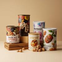 China Aluminum Foil Paper Cans Packaging Airtight Dried Fruit Nuts Paperboard Canister for sale