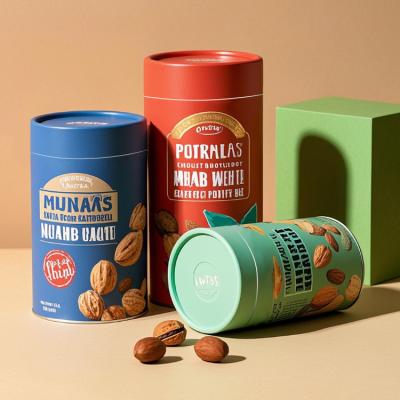 China Aluminum Foil Paper Cans Packaging Airtight Dried Fruit Nuts Paperboard Canister for sale