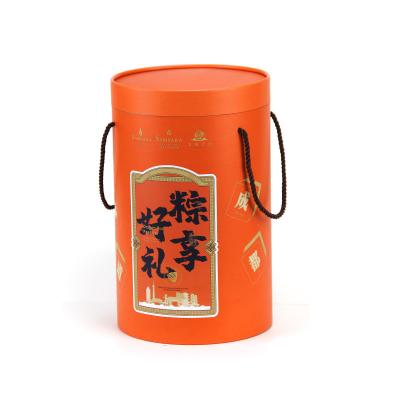 China OEM Christmas Paper Tube Gift Box Packaging Tea Kraft Tube Packaging With Handle for sale