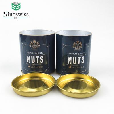 China Cylinder Aluminium Foil Snack Food Paper Cans With Metal Lid Nuts Packaging for sale