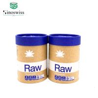 China Custom Airtight Paper Cans Packaging With Paper Hat Cover For Protein Supplements for sale