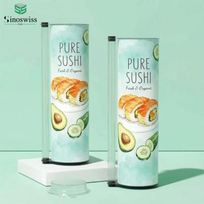 China Push Up Sushi Paper Tube Packaging Food Grade Cylinder Can with Chopstick Holder for sale
