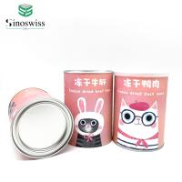 China Recyclable Cylinder Pet Food Paper Cans Packaging With Easy Open Cover OEM Logo for sale