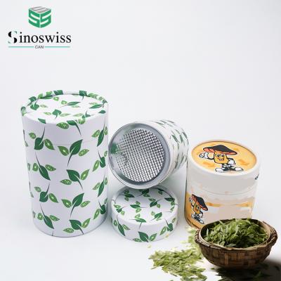 China OEM Brand Cylinder Cardboard Tea Paper Cans Packaging Round Paper Canister For Tea for sale