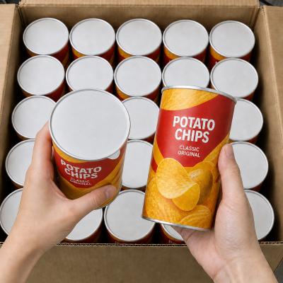 China Custom Printed Composite Paper Chip Cans | OEM Snack Tubes for sale