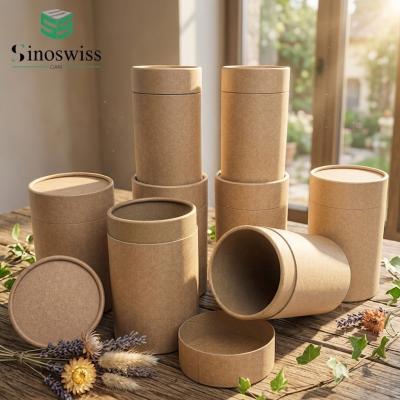 China Recyclable Kraft Paper Cylinder Canister Food Grade Paper Tube Packaging for Loose Tea with Custom Labeling for sale