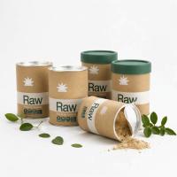 China Natural Kraft Look Recyclable Paper Material Food Grade Protein Powder Packaging Cylinder Tube Container OEM Matt Lamination for sale