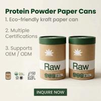 China Natural Kraft Look Recyclable Paper Material Food Grade Protein Powder Packaging Cylinder Tube Container OEM Matt Lamination for sale
