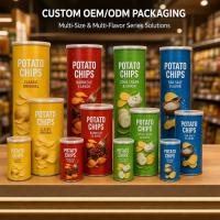China Eco-Friendly Recyclable Food Grade Foil Lined Composite Paper Canister 40g 85g 110g Potato Chips Tube Packaging Easy Open End for sale