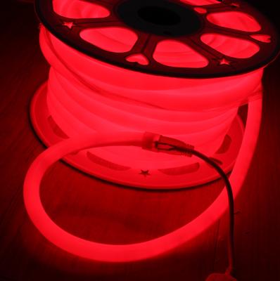 China 110V 220V 360 Degree Glow Flexible Round LED Neon Rope Light red color for sale