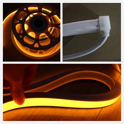 China top view square flat neon flex 220v yellow led neon tube for building IP68 120SMD/M for sale