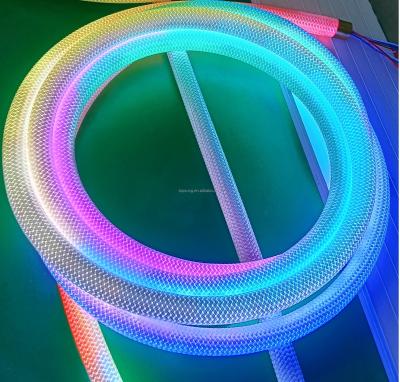 China 360 rgbw features advanced technology led neon rope light woven 24v flexible neon led for signs for sale