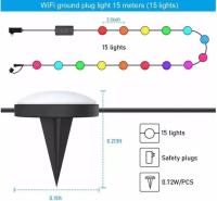 China Tuya APP RGBIC Outdoor Lawn Lights Strings Plug 15 Bulbs Wifi for sale