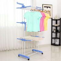 China Balcony 3 Tier Folding Clothes Hanger Rack Stainless Steel Multifunctional for sale