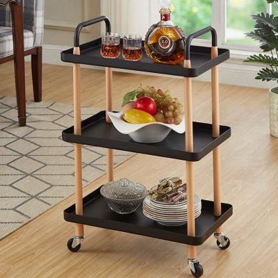 China 3 Tier Bathroom Kitchen Storage Cart With Wheels Plastic PP for sale