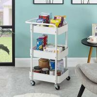 China Bathroom Organizer Universal Wheel Metal Rolling Storage Cart For Kitchen for sale