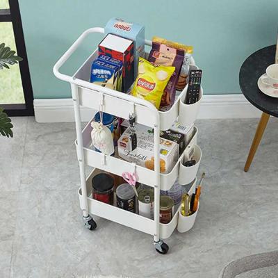 China Household Moveable 3 Tier Modern Storage Trolley Cart With Locking Wheels for sale