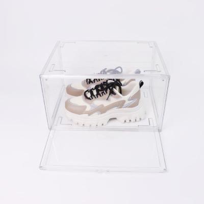 China Stackable Magnetic Door Clear Acrylic Shoe Box Transparent for sale