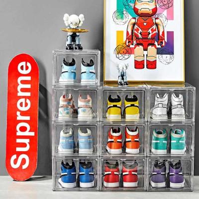 China Clear Transparent Stackable Shoe Box With Custom Logo for sale
