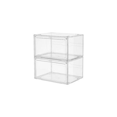 China Acrylic Magnetic Clear Acrylic Shoe Boxes Stackable Transparent for sale