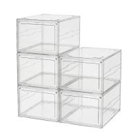 China Clear Magnetic Acrylic Drop Front Shoe Storage Box Anti Corrosion for sale