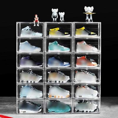 China Magnetic Plastic Transparent Clear Acrylic Shoe Box Stackable for sale