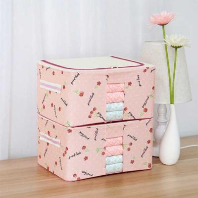 China Clothes ODM Fabric Storage Boxes With Lids Metal Frame Breathable Dustproof for sale