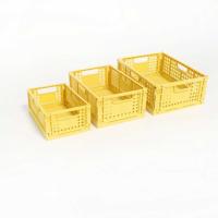 China Multifunctional Reusable Folding Plastic Baskets For Fruits Stackable Rectangle for sale