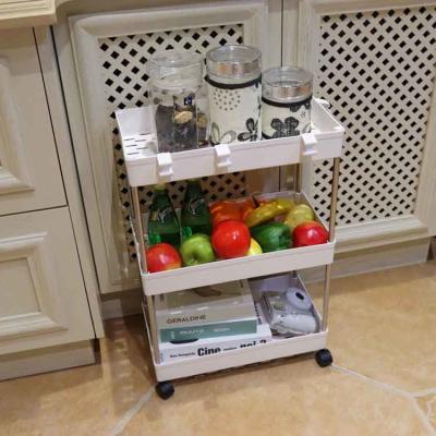 China Movable Vegetable Stainless Storage Cart , Slim Rolling Bathroom Storage Carts for sale