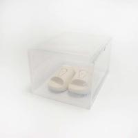 China Magnetic Thickened Transparent Shoe Box , Side Open Door Stackable Shoe Bin for sale