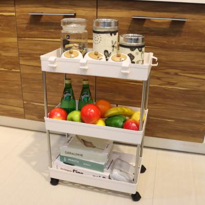 China Utility Rolling 3 Tier Home Storage Carts Load 15kg Odorless Washable 62*40*22cm for sale