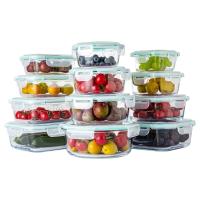China Microwave Oven Safe High Borosilicate Glass Lunch Box With Plastic Lid for sale