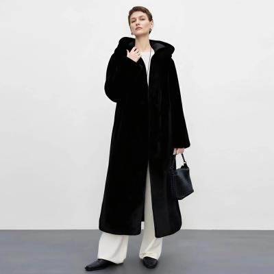 China Euro-American Eco-friendly Faux Fur Hooded Coat for sale