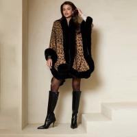 China Faux Fur Cheetah Cape Kimono for sale
