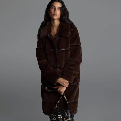 China Hongjun Women’s Faux-Leather Trim Faux-Fur Coat for sale