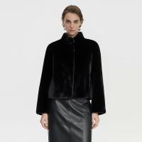 China Euro-American Eco-friendly Faux Fur Stand-up Coat for sale