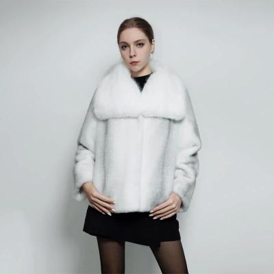 China Women's Fashion Eco-friendly Faux Fur Jacket Long Sleeve Open Front Cardigan Casual Fluffy Parka Sha for sale
