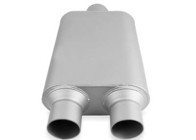 China Black Painted Aluminized Steel 2 Chamber Mufflers 3.00 Center Inlet / 2.50 Dual Outlet for sale